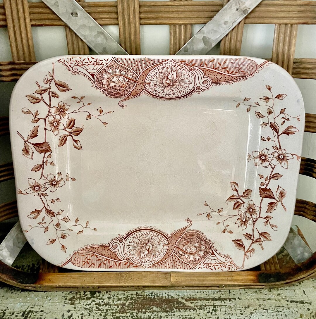 Antique Brown Transferware Platter Dale Hall Pottery England - Etsy