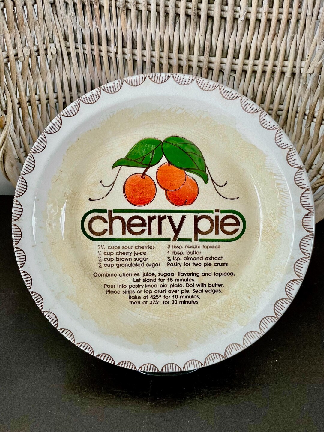 Vintage Ceramic Pie Plate With Printed Recipe - Etsy