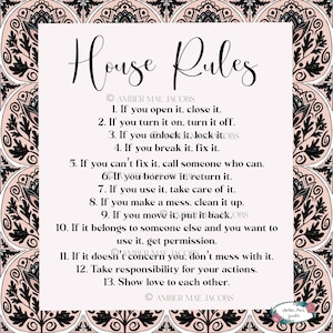 Printable HOUSE RULES, House Rules Art Print, Digital Art Print - Etsy