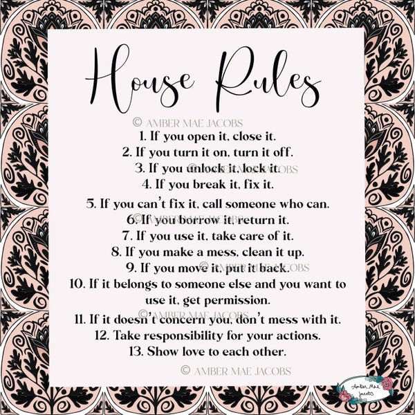 House Rules Art - Etsy