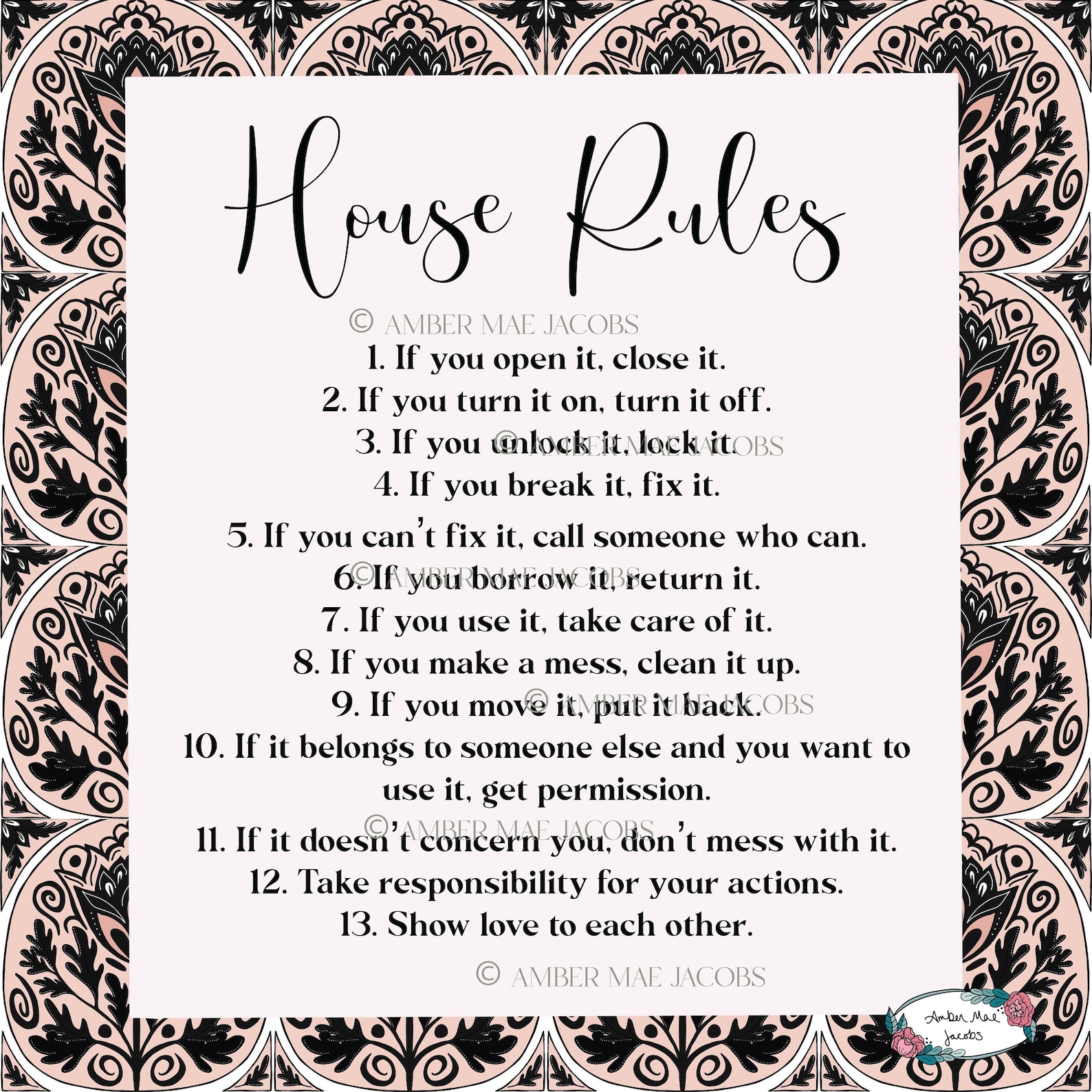Printable HOUSE RULES, House Rules Art Print, Digital Art Print - Etsy