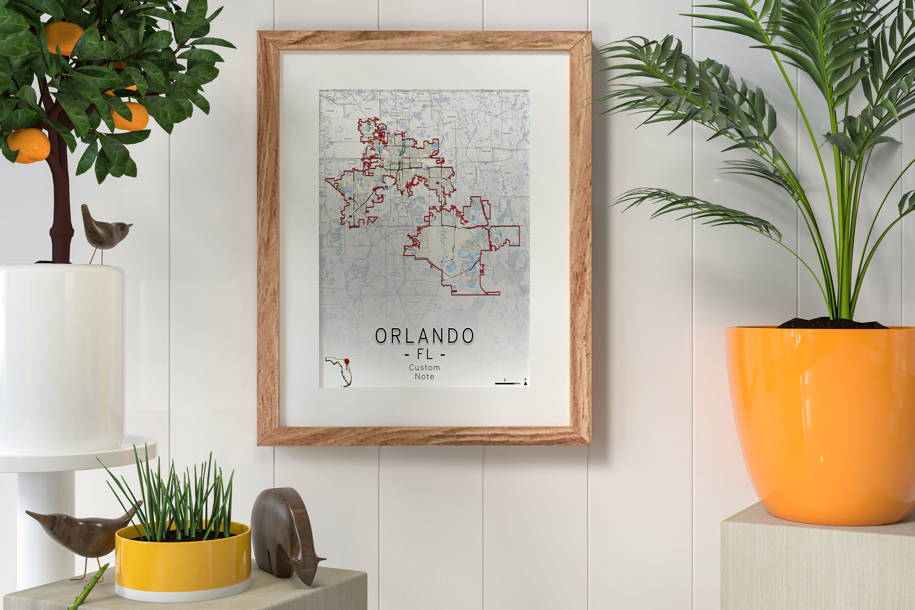 Orlando Florida Map, Custom Map, Personalized Map, Gift Map, City ...