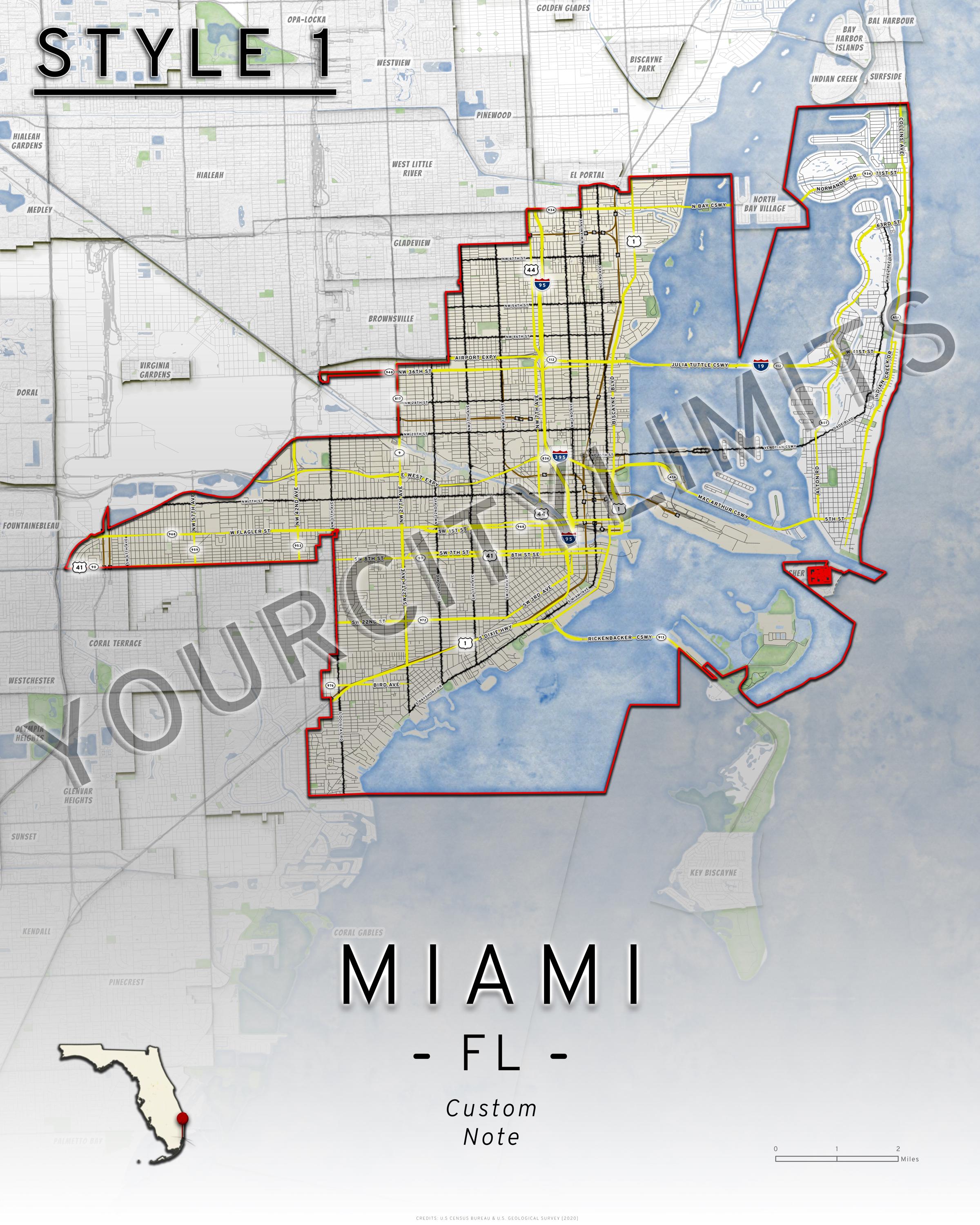 Florida Miami Map