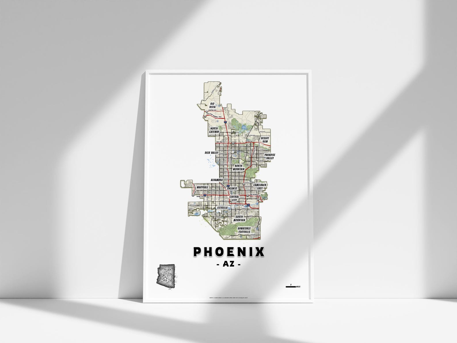 Phoenix Arizona Map Custom Map Personalized Map T Map City