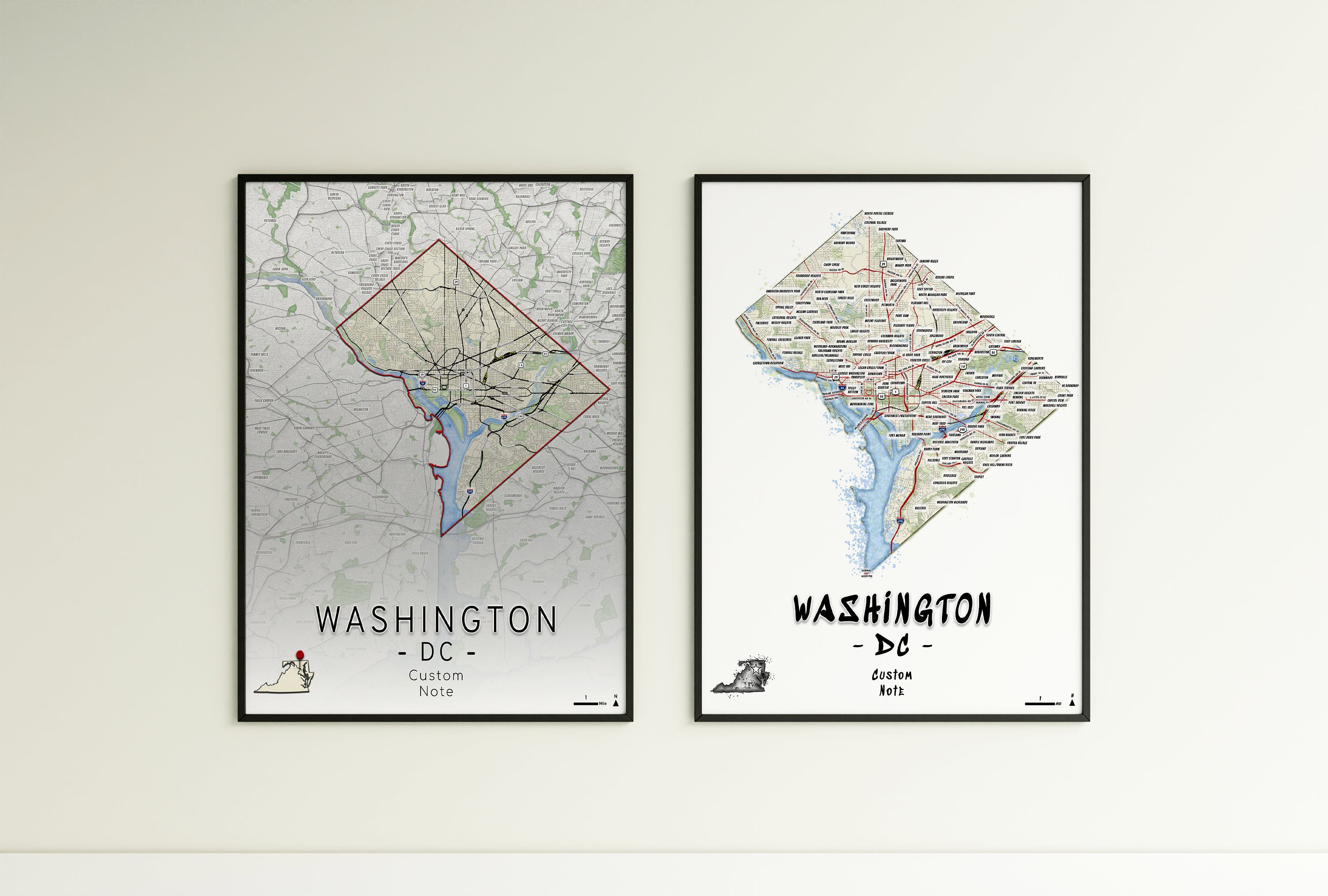 Washington D.C. Map, Custom Map, Personalized Map, Gift Map, City ...