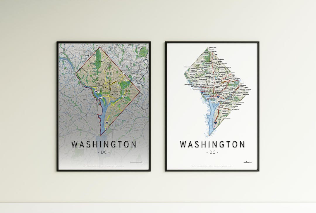 Washington D.C. Map, Custom Map, Personalized Map, Gift Map, City ...