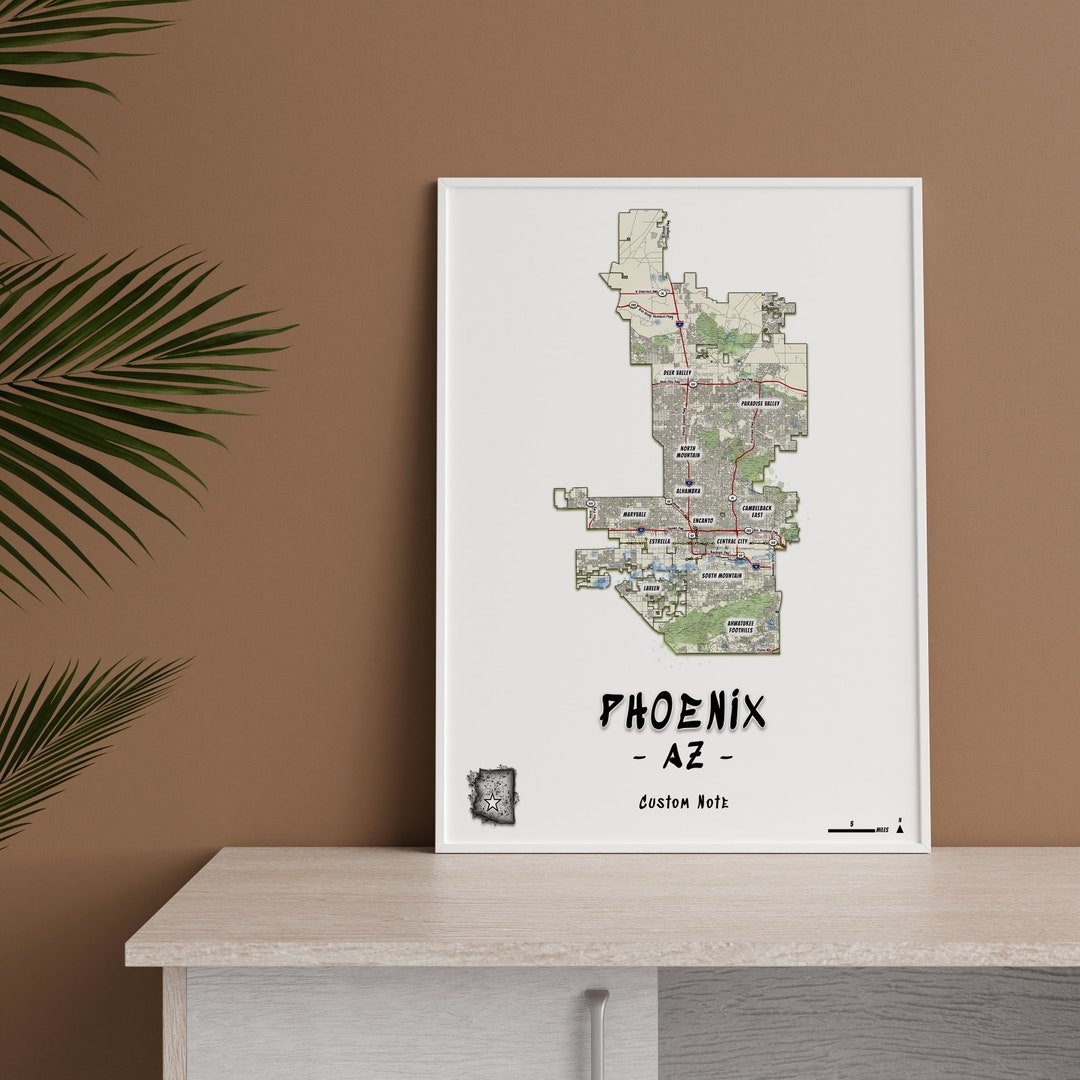 Phoenix Arizona Map Custom Map Personalized Map T Map City