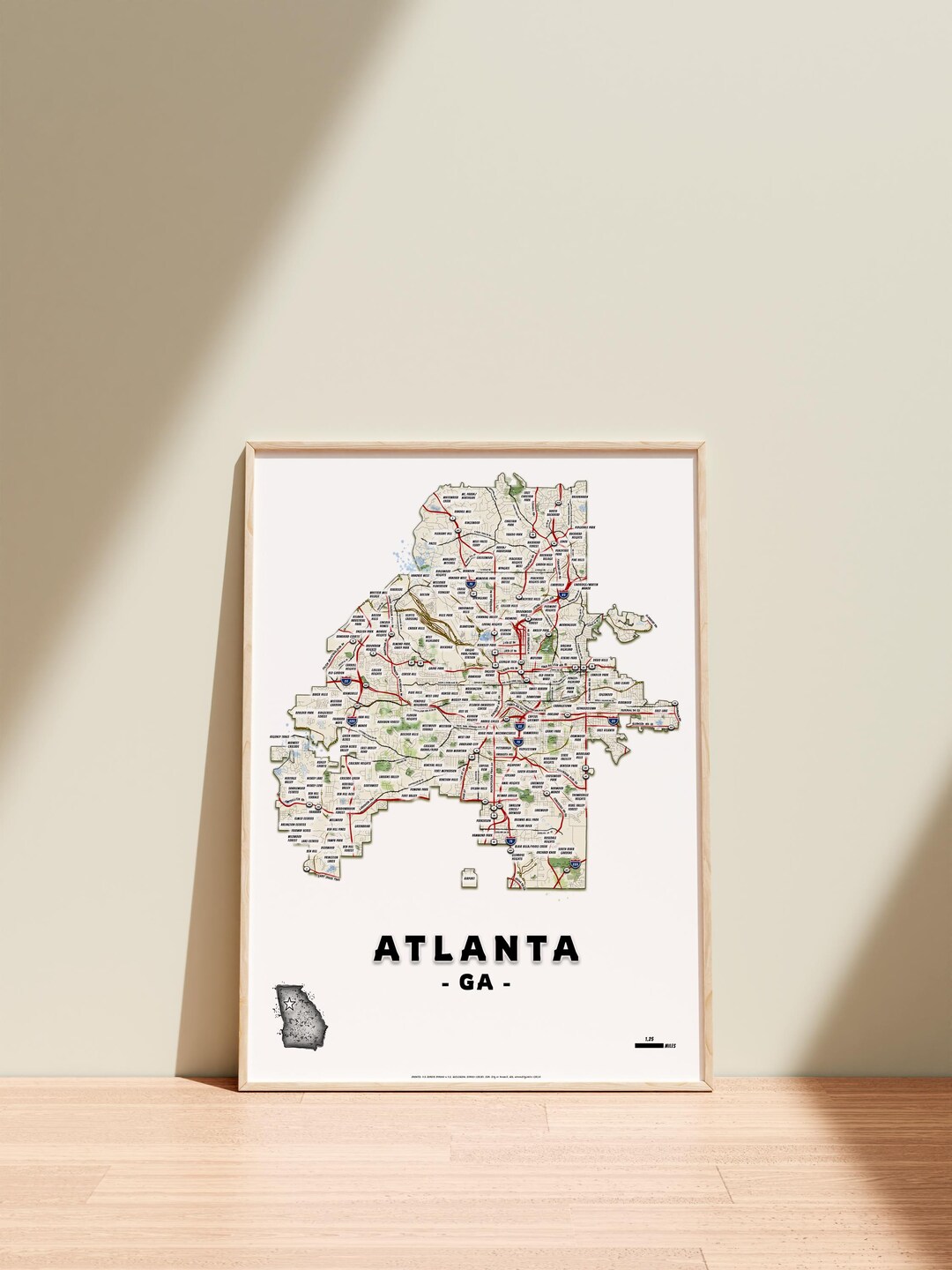 Atlanta Georgia Map, Custom Map, Personalized Map, Gift Map, City ...