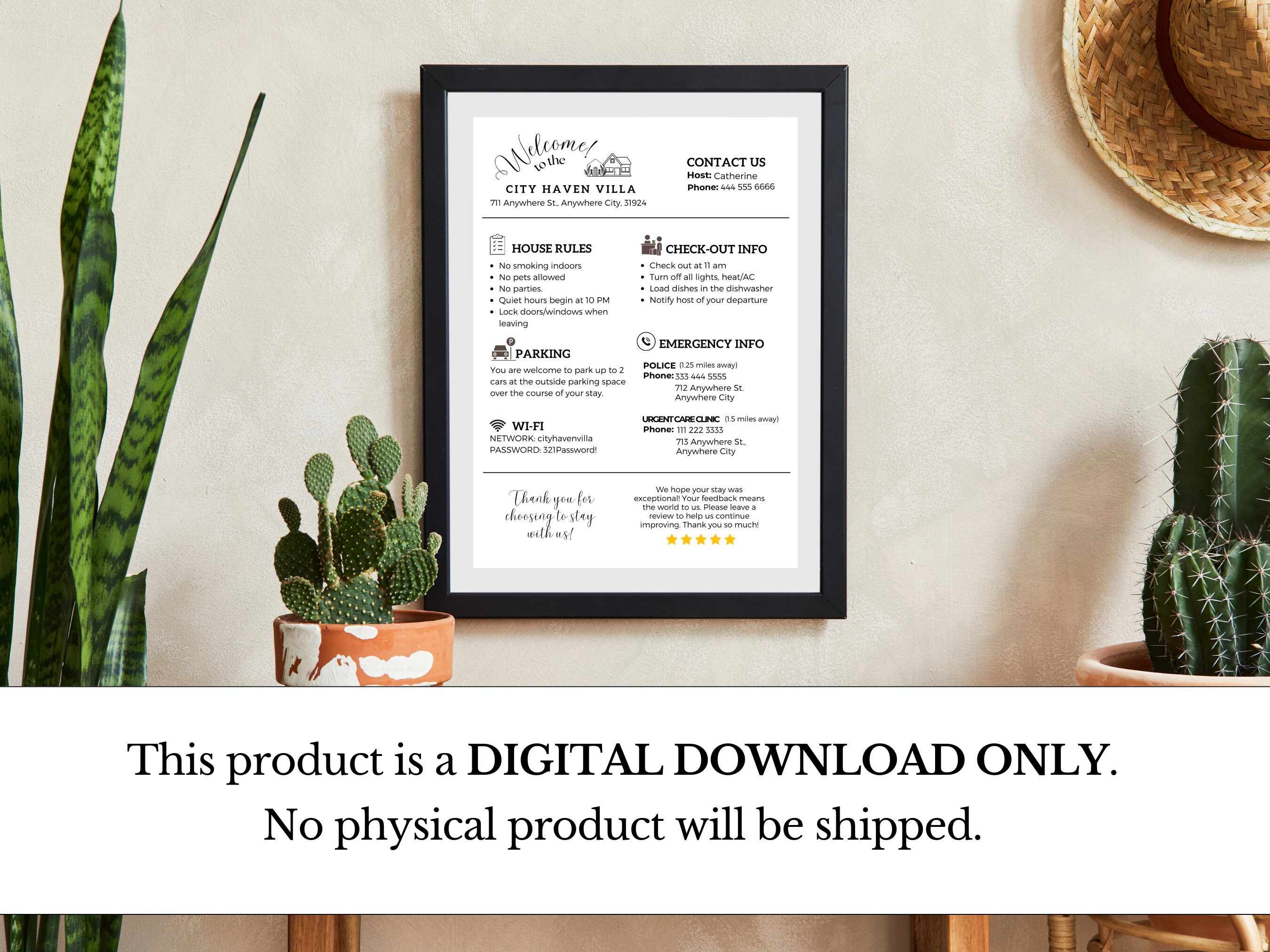 Airbnb Welcome Sign Template . DIY Airbnb Rental Sign . Minimalist ...