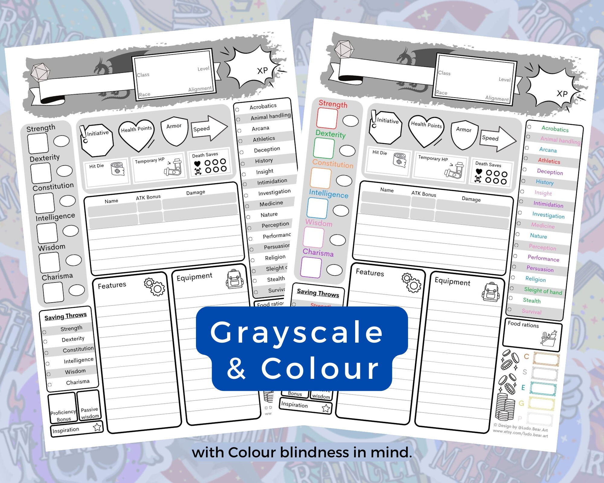 D&D Dyslexia Character Sheets Form Fillable Printable PDF - Etsy UK