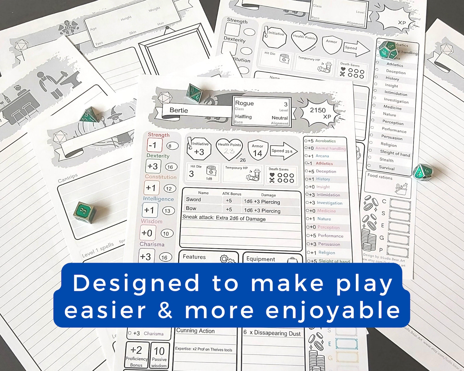 D&D Dyslexia Character Sheets Form Fillable Printable PDF - Etsy UK