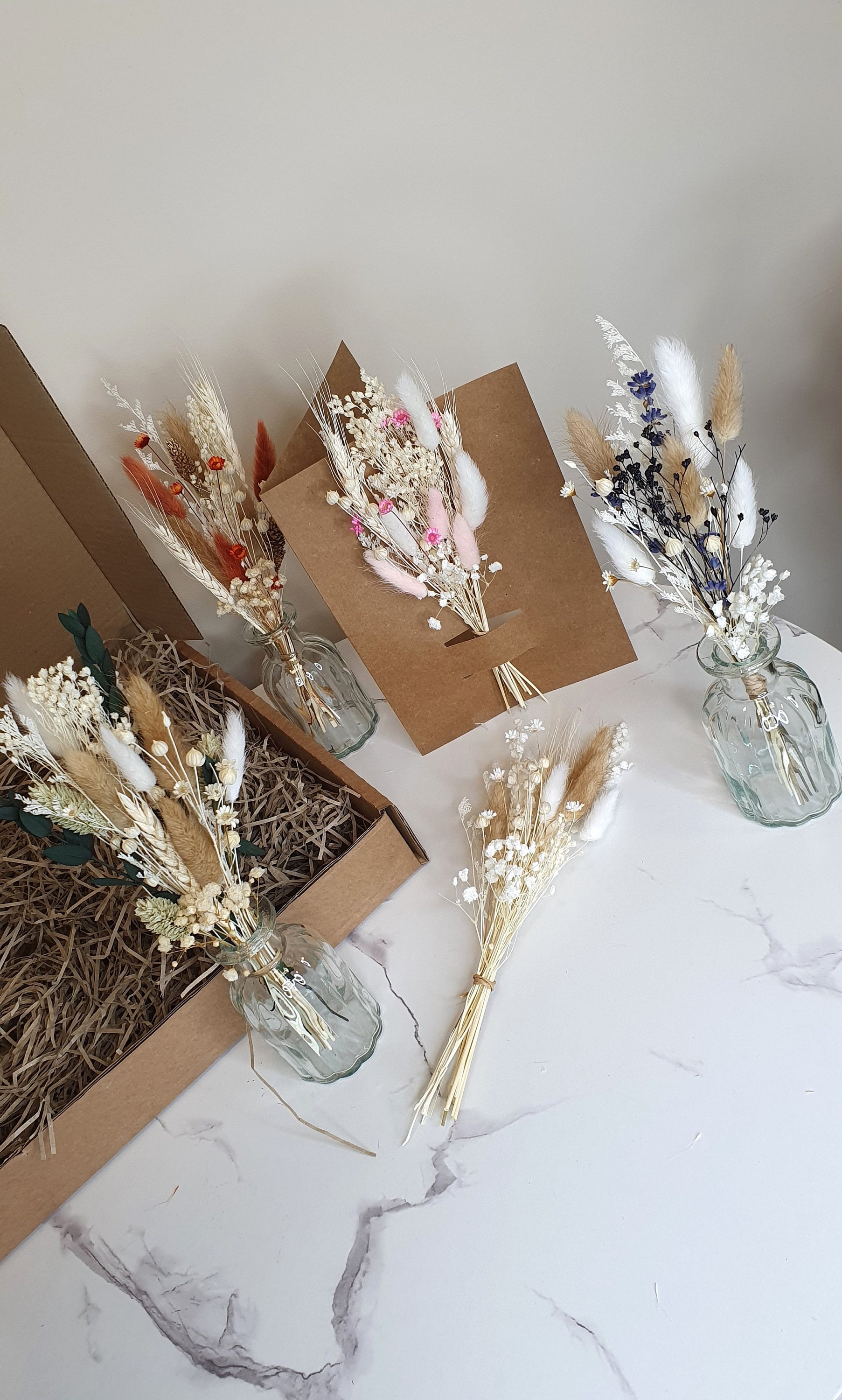 Mini Dried Flower Bouquet Mini Dried Flowers in Vase - Etsy UK