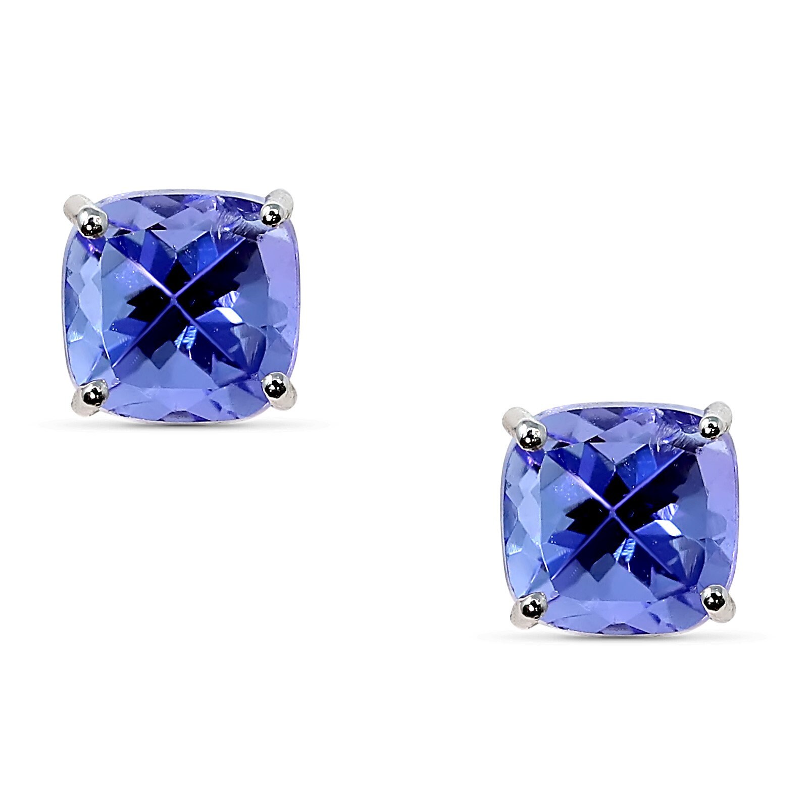 14K White Gold Genuine Tanzanite 5mm Cushion Stud Earrings - Etsy