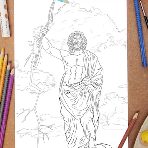 ZEUS COLORING PAGE Printable Colouring Adults Children Lineart Stress ...