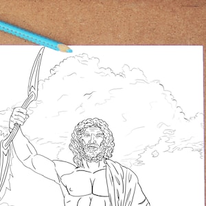 ZEUS COLORING PAGE Printable Colouring Adults Children Lineart Stress ...
