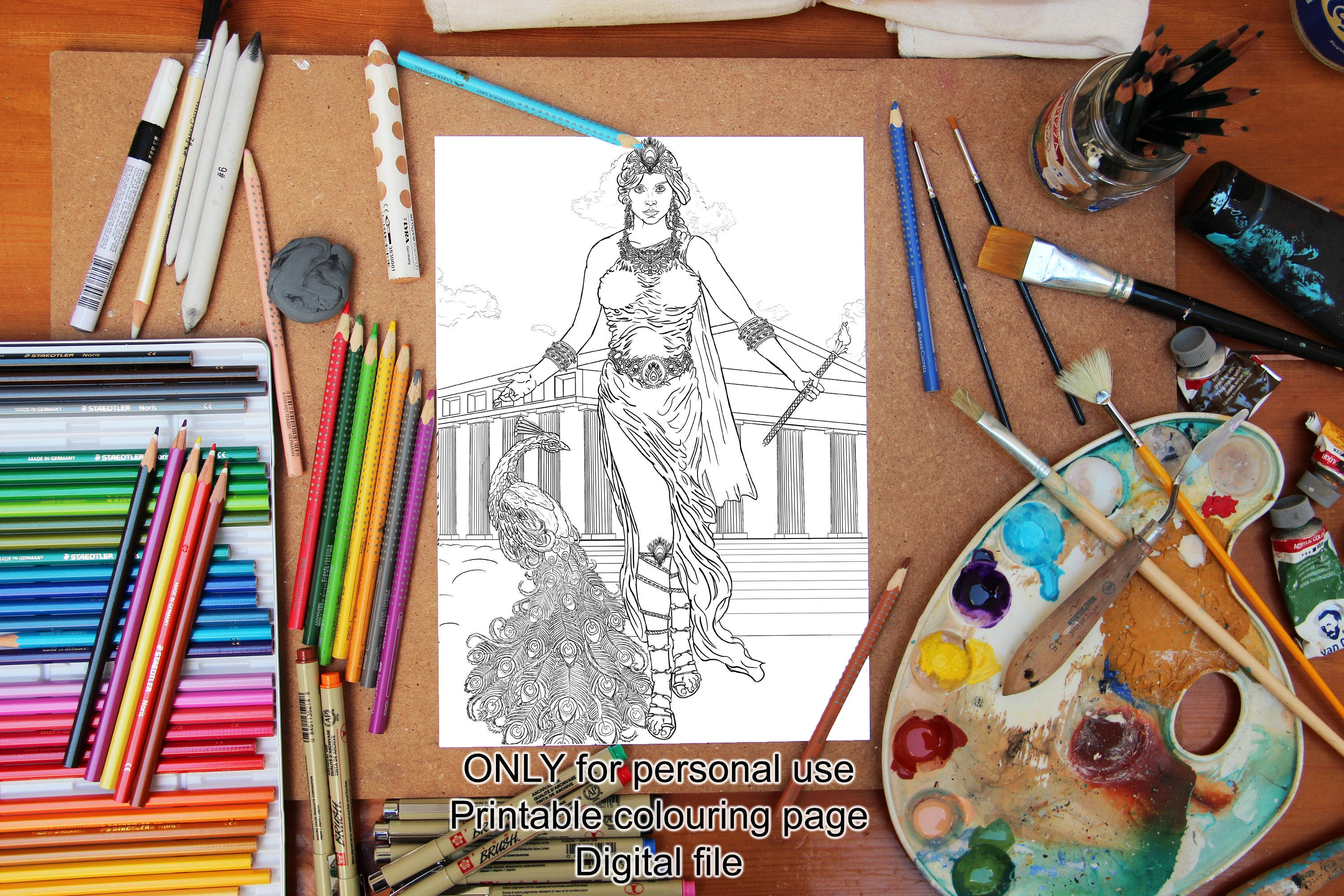 HERA COLORING PAGE Printable Colouring Adults Children Lineart - Etsy UK