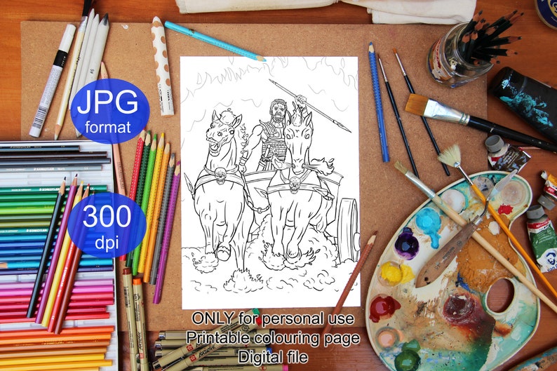 ARES COLORING PAGE Printable Colouring Adults Children Lineart Stress ...