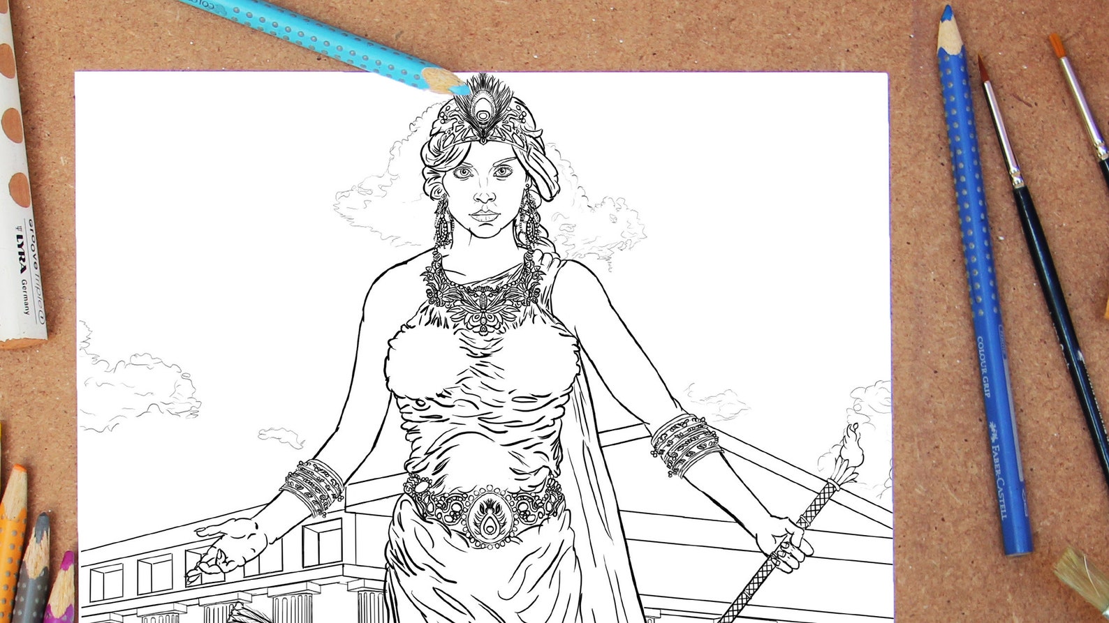 HERA COLORING PAGE Printable Colouring Adults Children Lineart Stress ...
