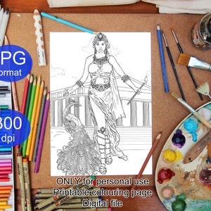HERA COLORING PAGE Printable Colouring Adults Children Lineart Stress ...