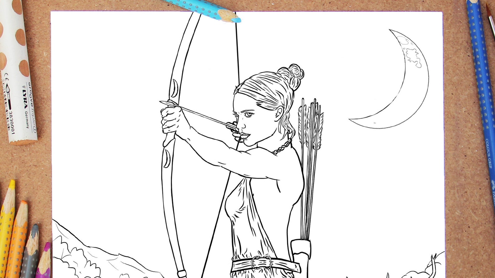 ARTEMIS COLORING PAGE Printable Colouring Adults Children Lineart ...