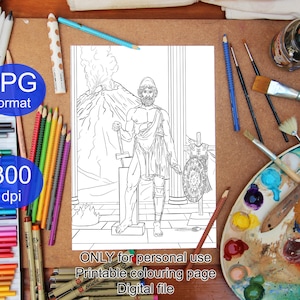 HEPHAESTUS COLORING PAGE A4 (god Vulcan) Printable Colouring Adults ...