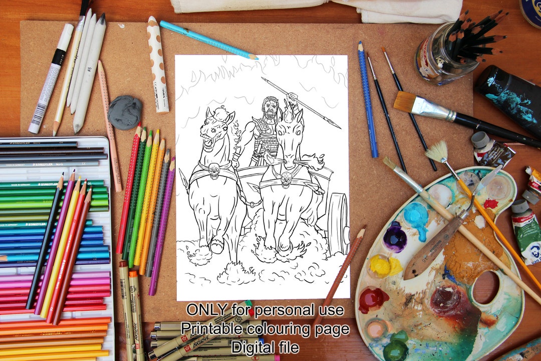 ARES COLORING PAGE Printable Colouring Adults Children Lineart Stress ...