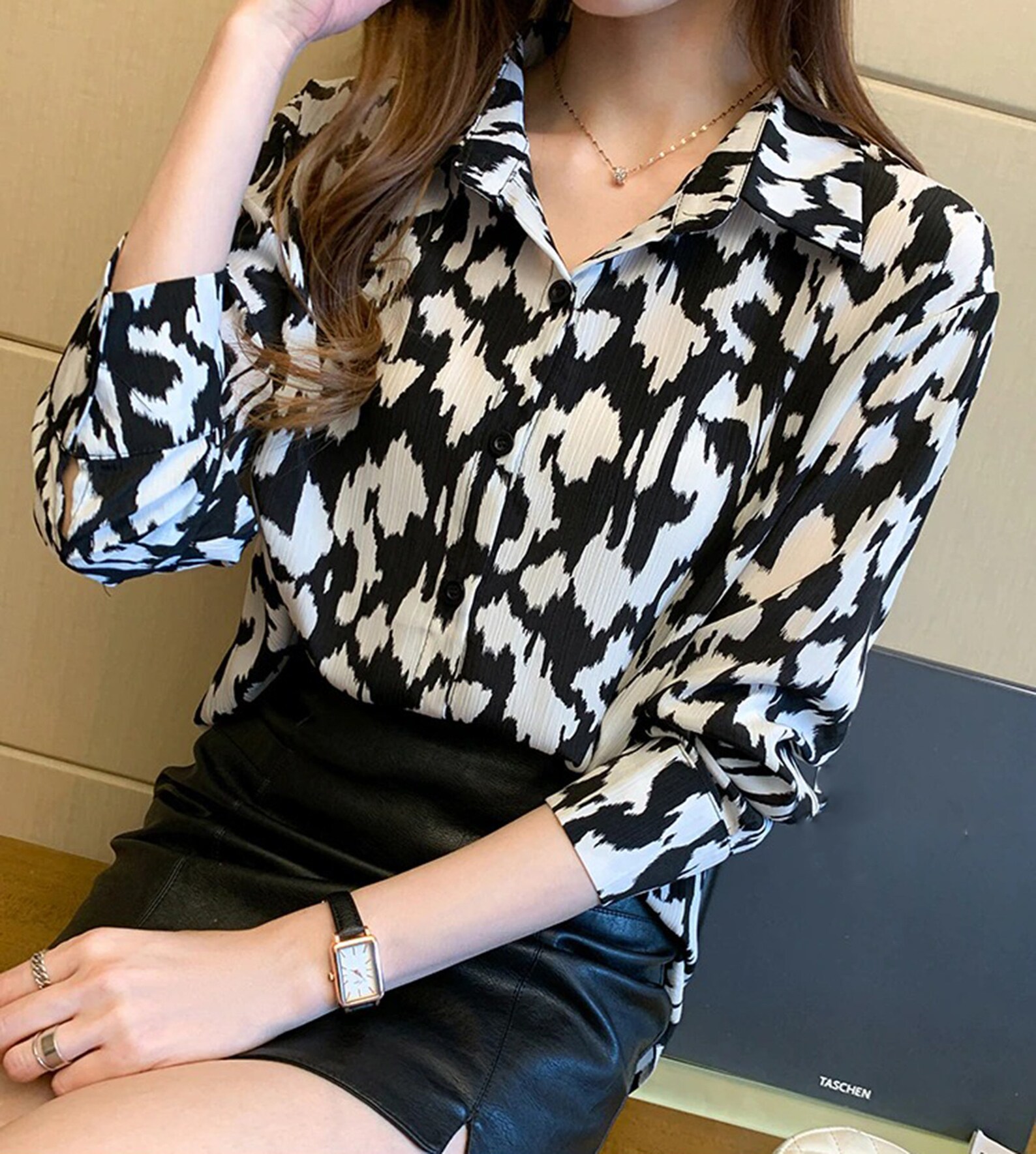 LEOPARD Print Women Blouse Office Top Spring Long Sleeve - Etsy