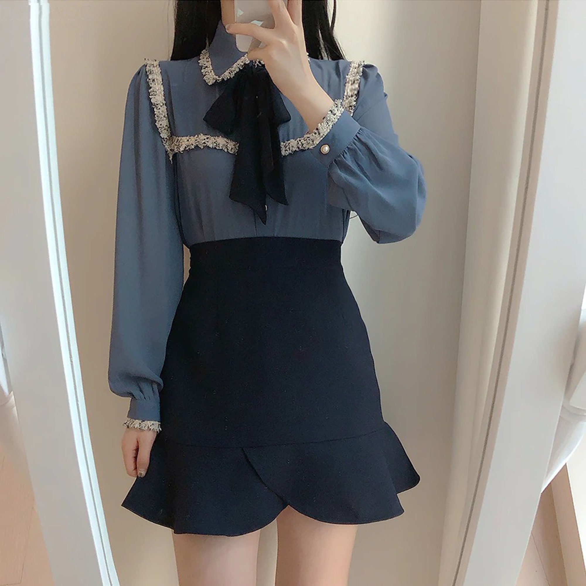 PREPPY Bow Tie School Girl Top Style Vintage Design Button - Etsy UK