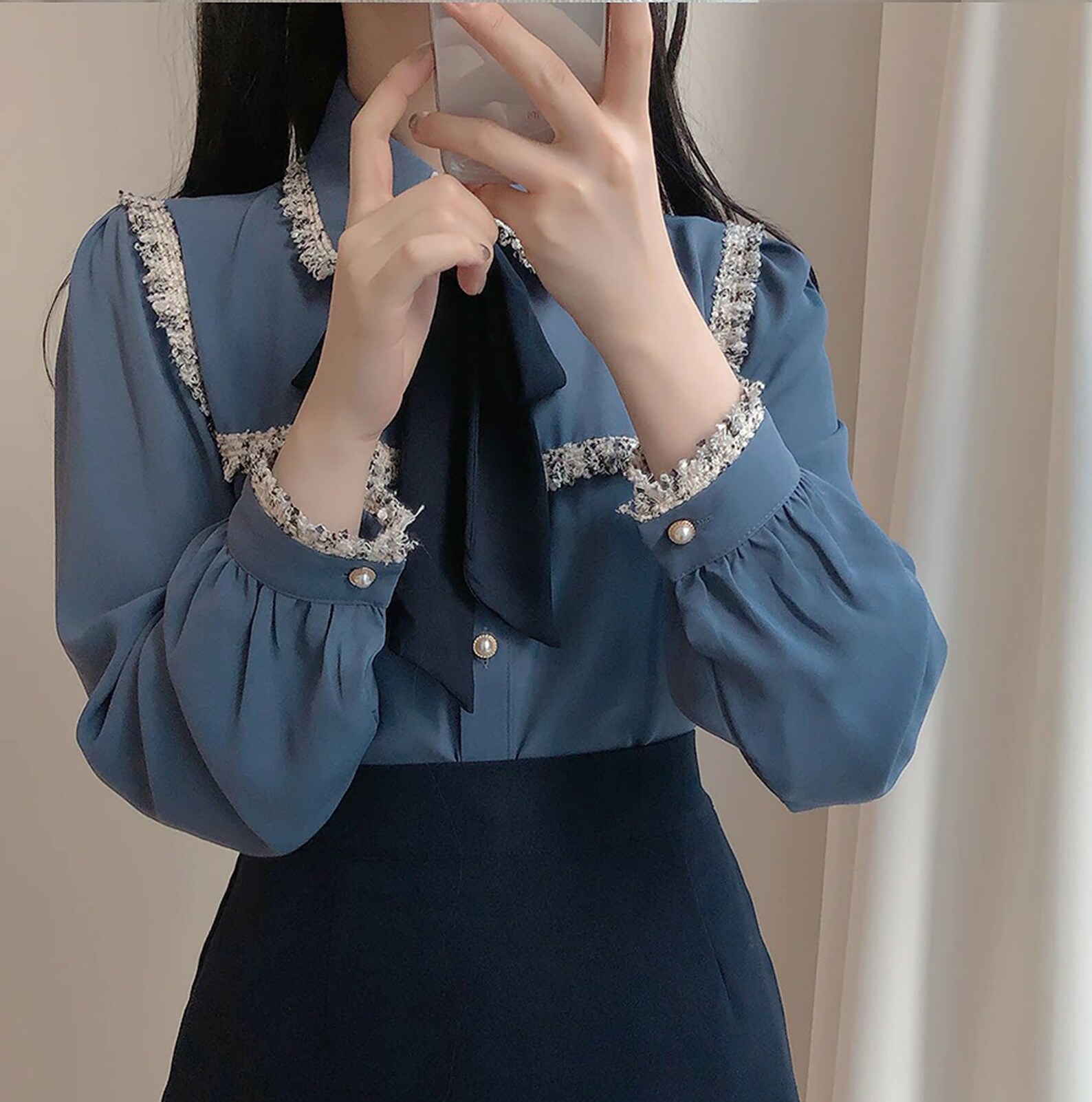 PREPPY Bow Tie School Girl Top Style Vintage Design Button - Etsy UK