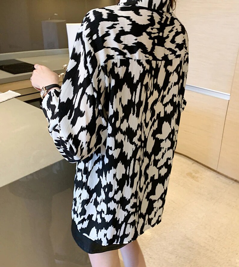 LEOPARD Print Women Blouse Office Top Spring Long Sleeve - Etsy