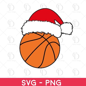 Christmas Basketball Santa Hat Svg ,basketball Santa Shirt Png - Etsy