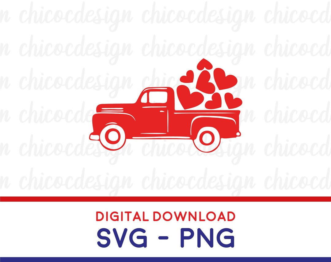 Valentines Red Truck Svg Png, Valentines Truck Svg, Valentines Svg ...