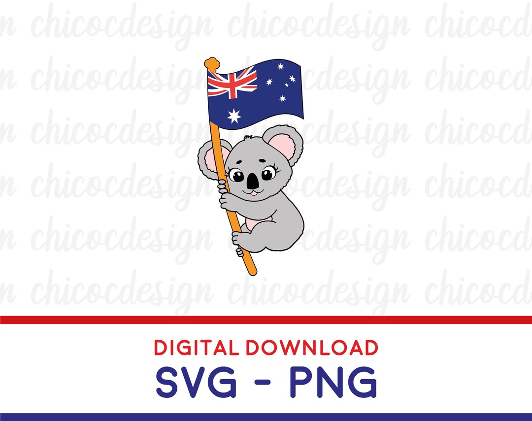 Koala Australian Flag Svg Png ,koala Svg,australia Day Svg,koala Hold ...