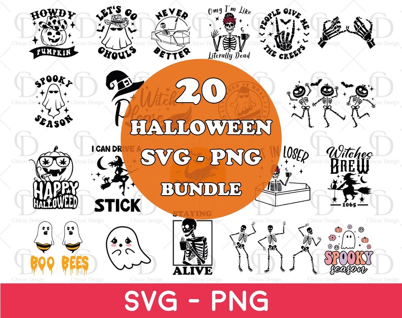 Halloween SVG PNG Bundle Cut Files for Cricut - Etsy