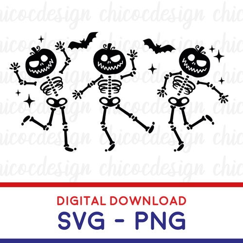 Dancing Skeletons Pumpkin Head Svg Png Files for Cricut - Etsy