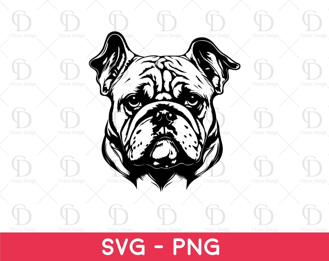 Bulldog Head Svg Png, Bulldog Face Svg File - Etsy