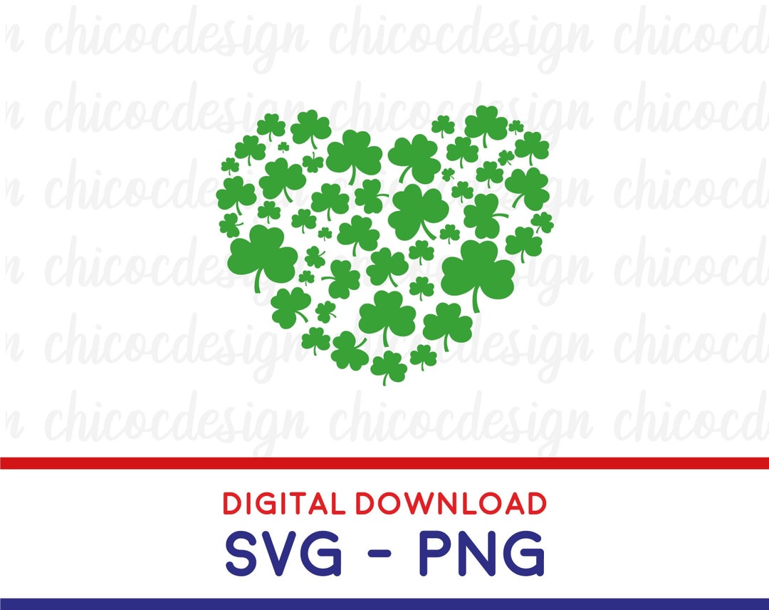 Saint Patrick's Day Heart of Shamrocks Svg, Shamrock SVG, Lucky Svg ...