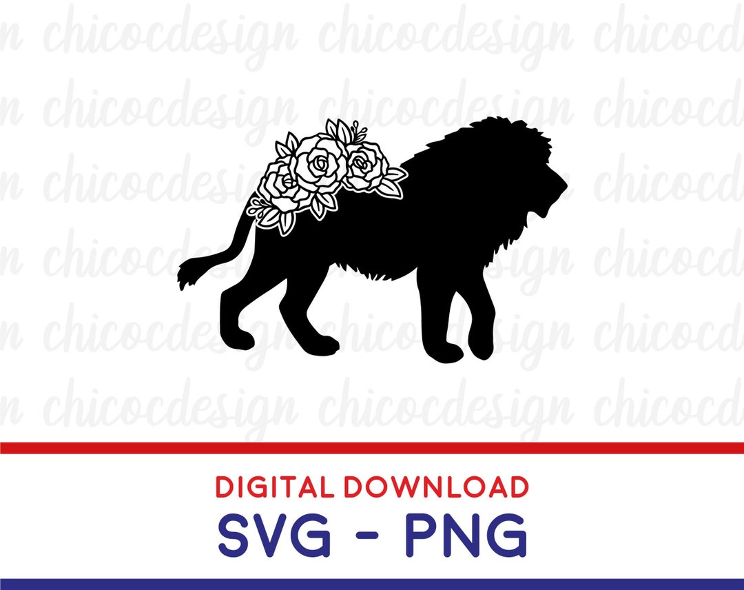 Lion Flowers Svg, Floral SVG, Lion With Flowers, Lion Silhouette,lion ...