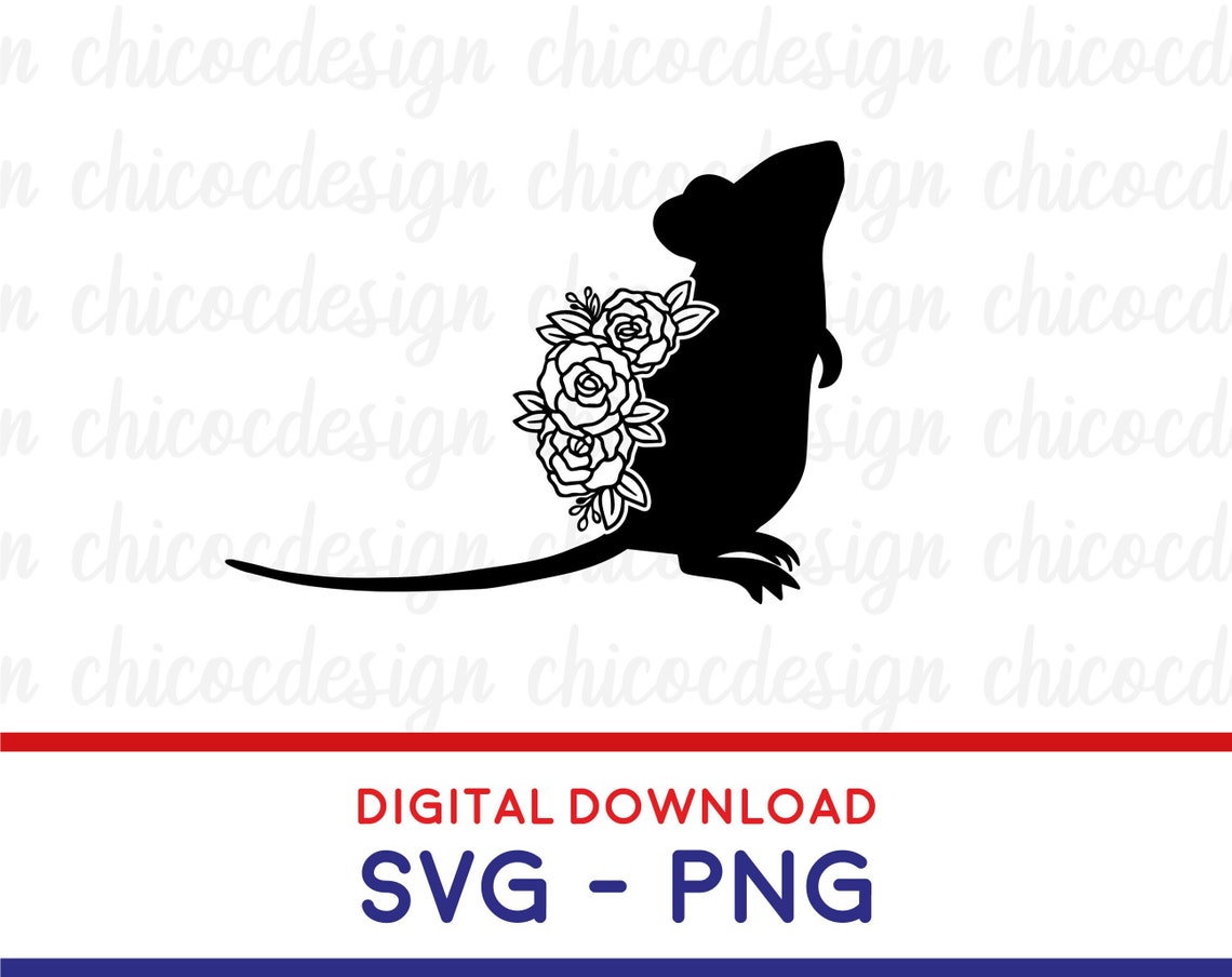 Rat Flowers Svg Floral SVG Rat With Flowers Rat | Etsy