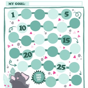 Elephant Reward Chart for Kids, Simple Kids Reward Chart, Cute Animal ...