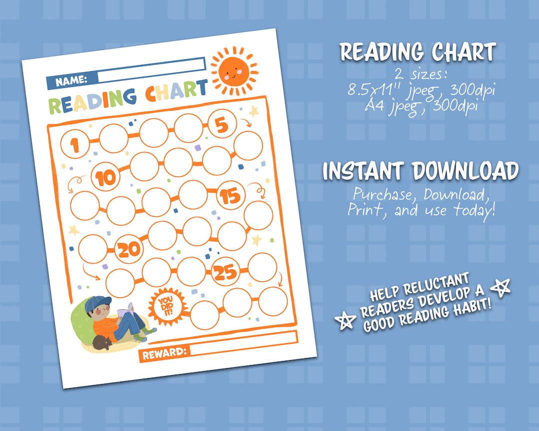 Cute Kid Reading Chart, Simple Reading Chart for Kids, Printable ...