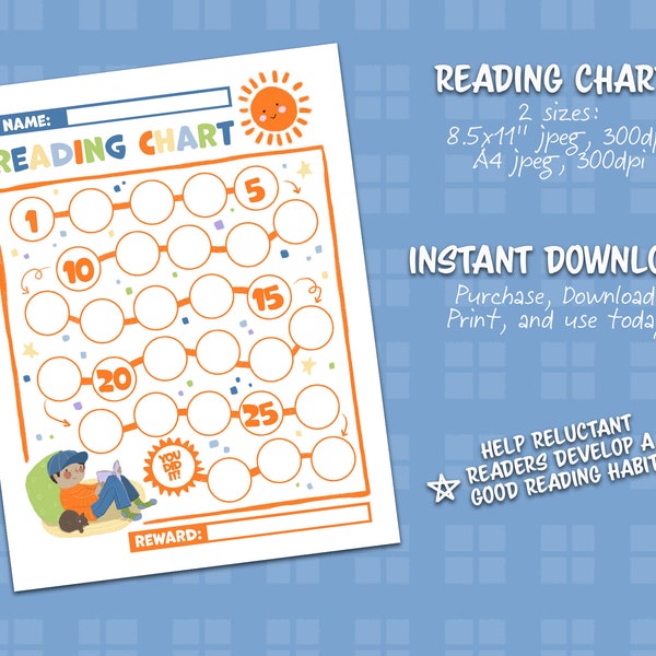 Reading Chart for Kids Printable - Etsy