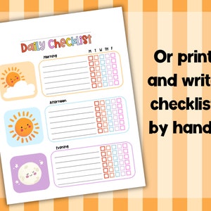 Daily Checklist for Kids, Instant Download, Editable Checklist, Daily ...