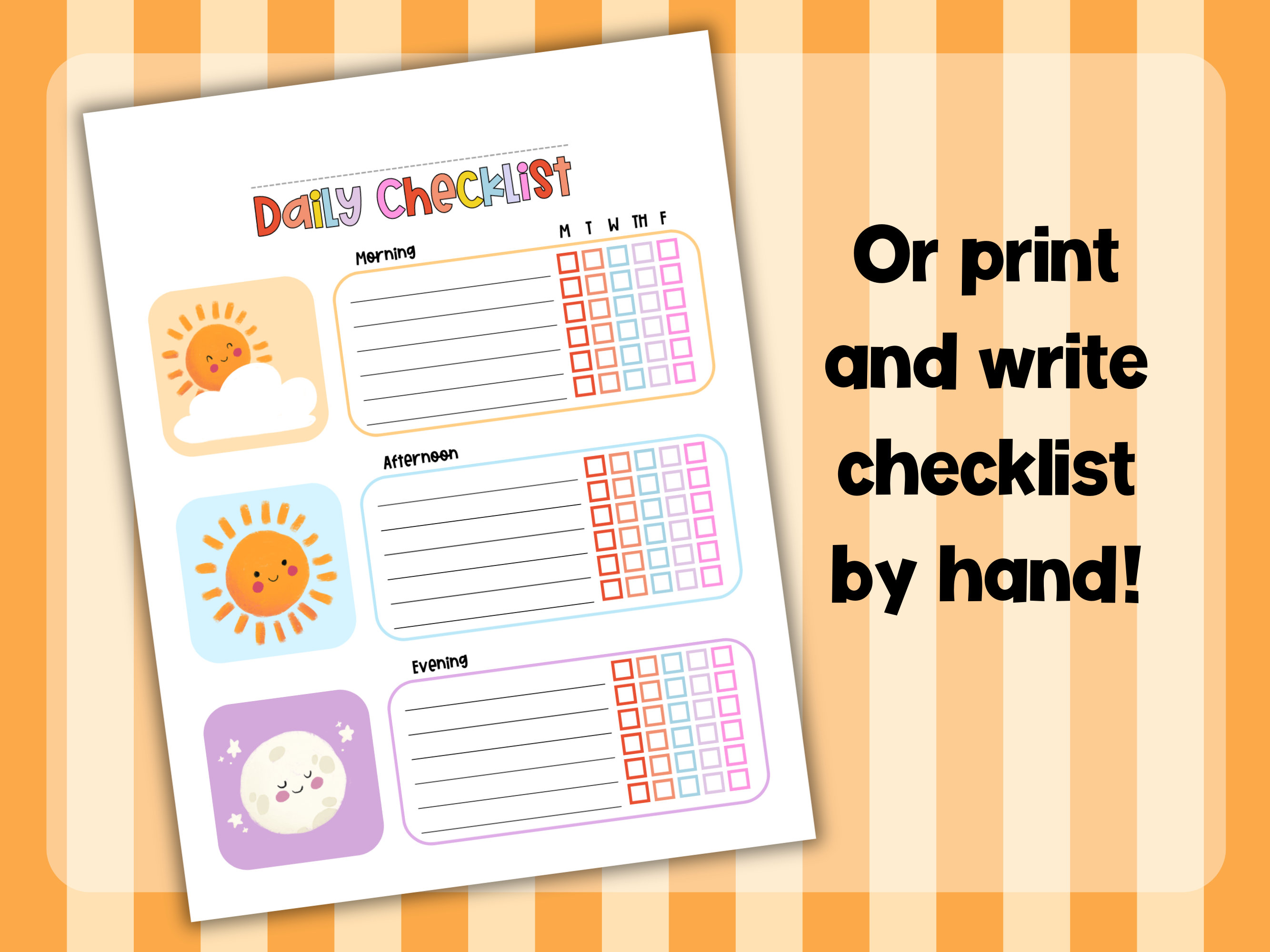 Daily Checklist for Kids Instant Download Editable - Etsy