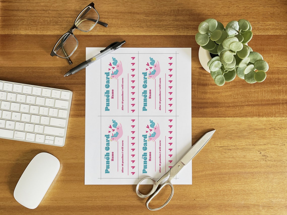 Editable Punch Card for Kids, Printable Punch Card, Printable Reward ...