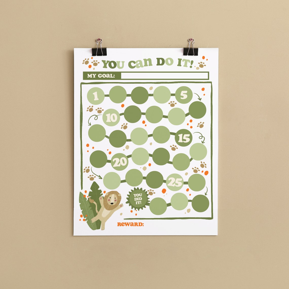 Lion Reward Chart for Kids Simple Kids Reward Chart Cute - Etsy
