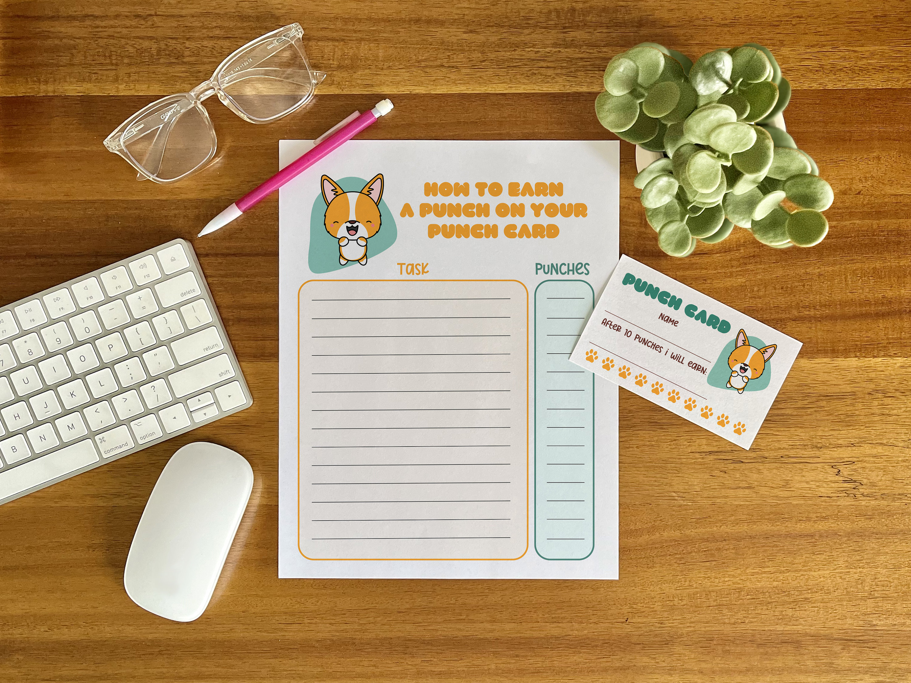 Editable Punch Card for Kids, Printable Punch Card, Printable Reward ...