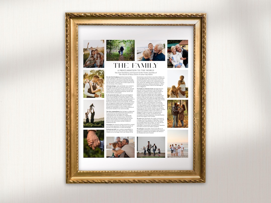 Family Proclamation Photo Frame, Customizable, Canva Template, Instant ...