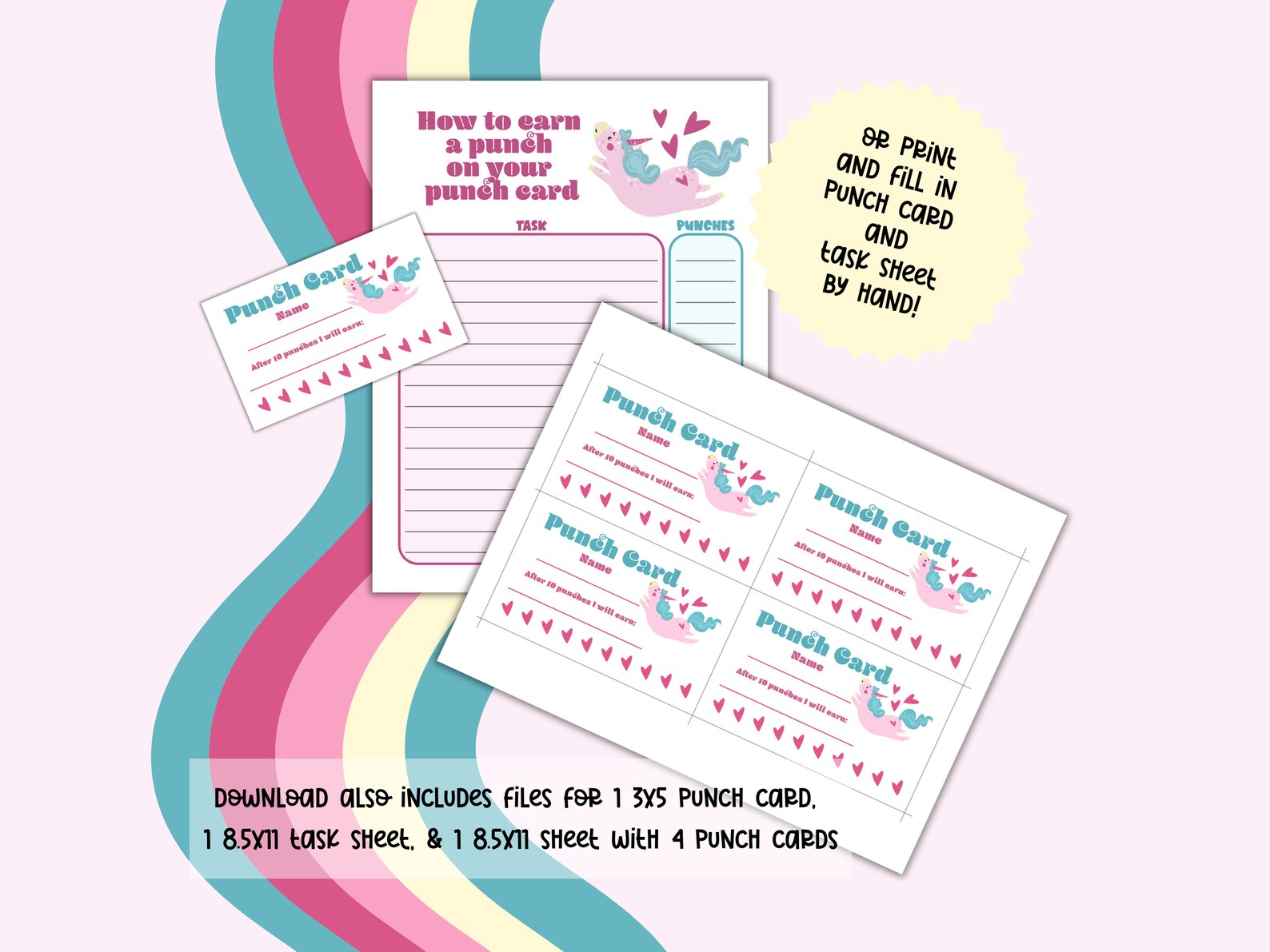 Editable Punch Card for Kids, Printable Punch Card, Printable Reward ...