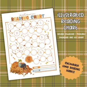 Autumn Kid Reading Chart, Simple Reading Chart for Kids, Illustrated ...